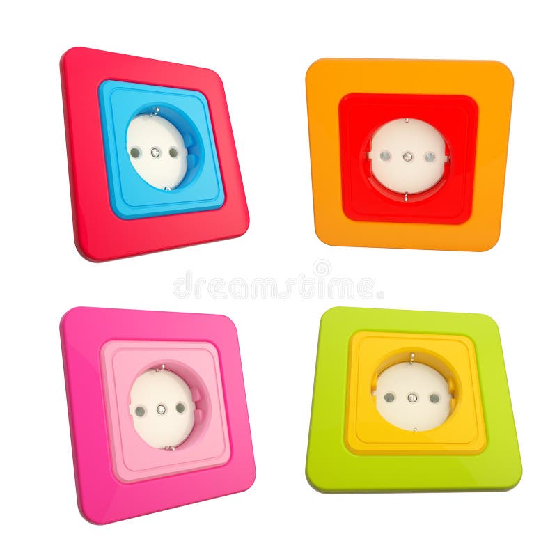 Colorful Childish Sockets Set of Four Stock Illustration - Illustration ...