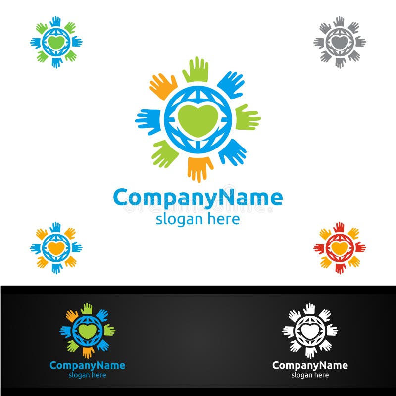 Colorful Children Hand Logo Design for Education or Creative Idea Stock ...