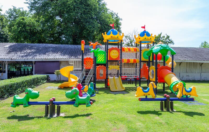 Colorful Children Playground. Stock Image - Image of cloud ...