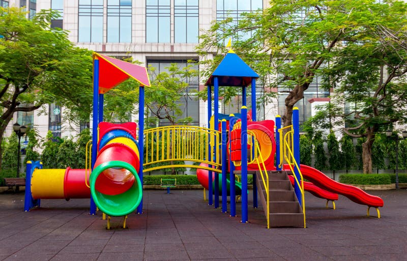 Colorful Children Playground Stock Photo - Image of group, childhood ...