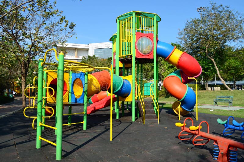 Colorful Children Playground Stock Image - Image of children, ground ...