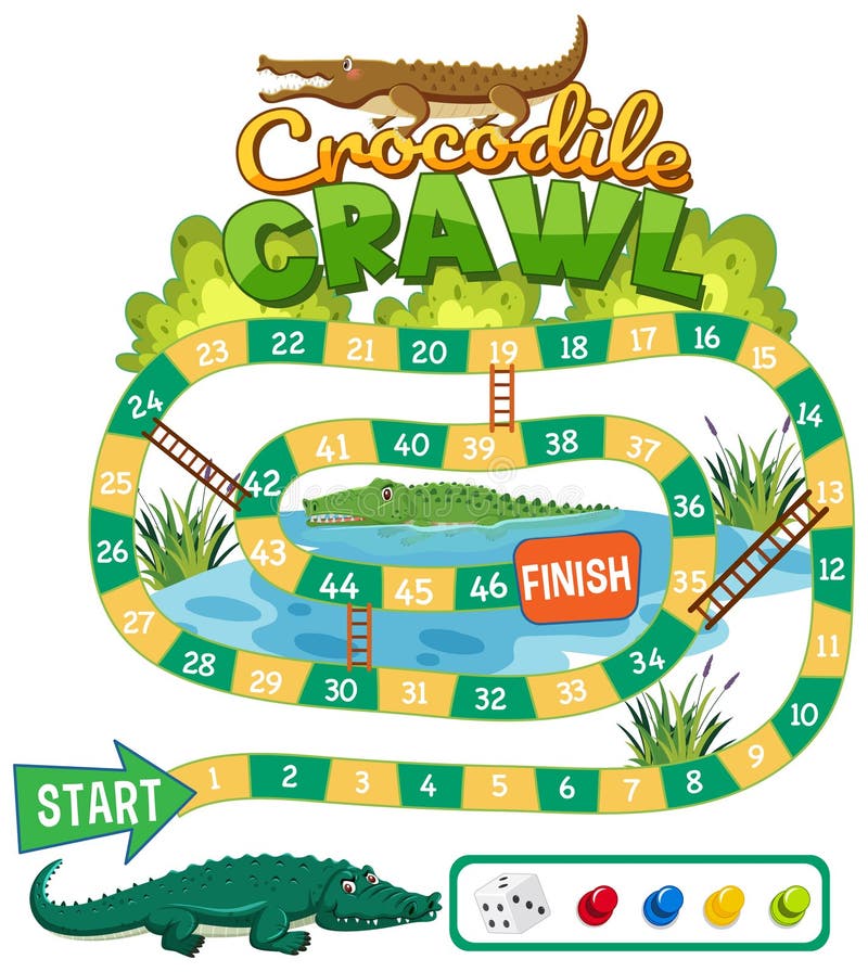 Children S Board Game with Crocodile Theme Stock Vector - Illustration ...