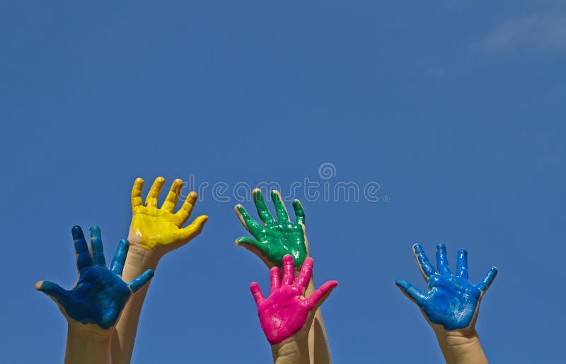 Colorful children s hands stock image. Image of painted - 26553425