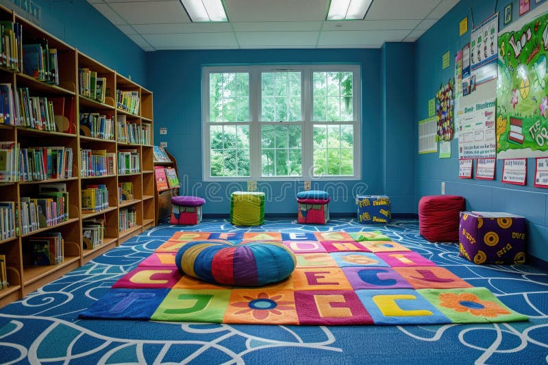 Colorful Children S Library with Educational Decor and Reading Area ...
