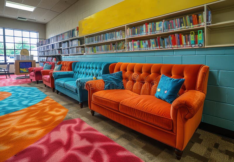 A Colorful Children S Reading Area in a Library Designed for ...