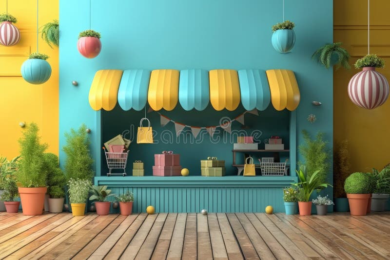 A Colorful Children S Store. Sweet Decor Stock Illustration ...