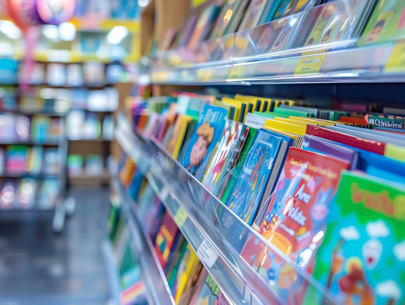 Colorful Childrens Books on Display in a Bookstore or Library Stock ...