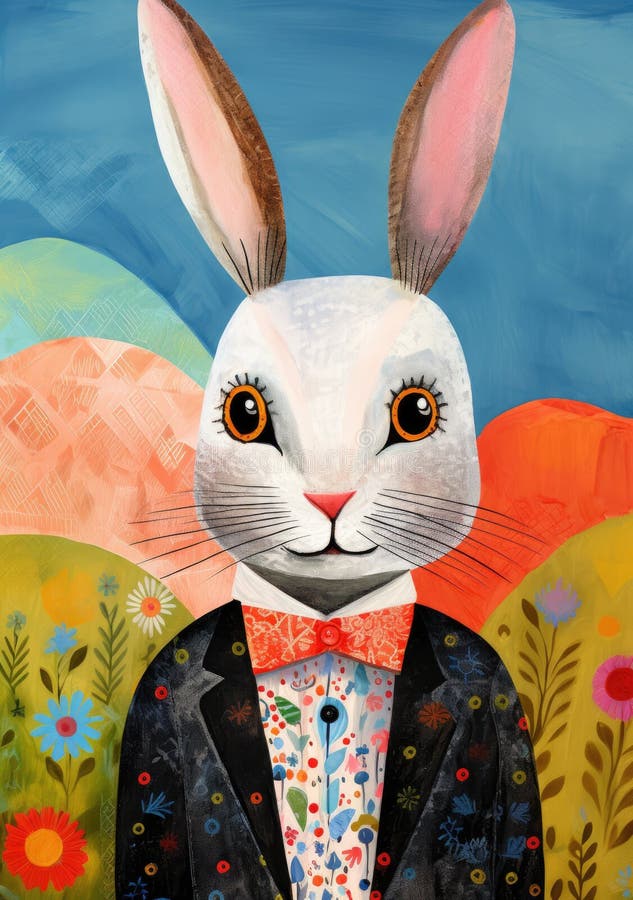 Colorful Childrens Illustration Cute Bunny Stock Illustration ...