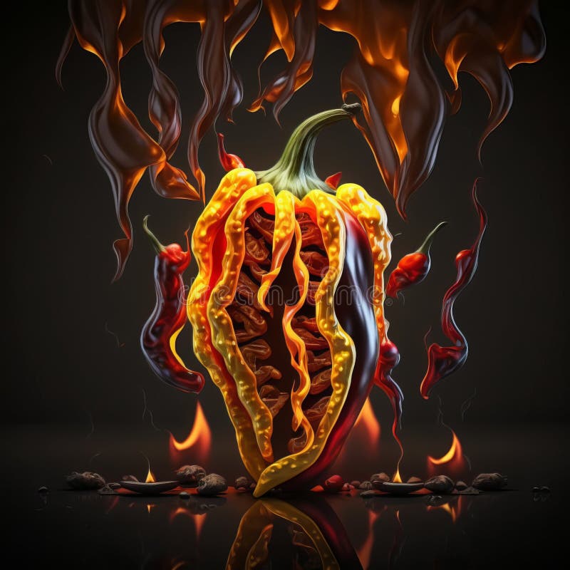 Colorful Chilliâ€™s, Chile S with Flames and Fire. Stock Illustration ...