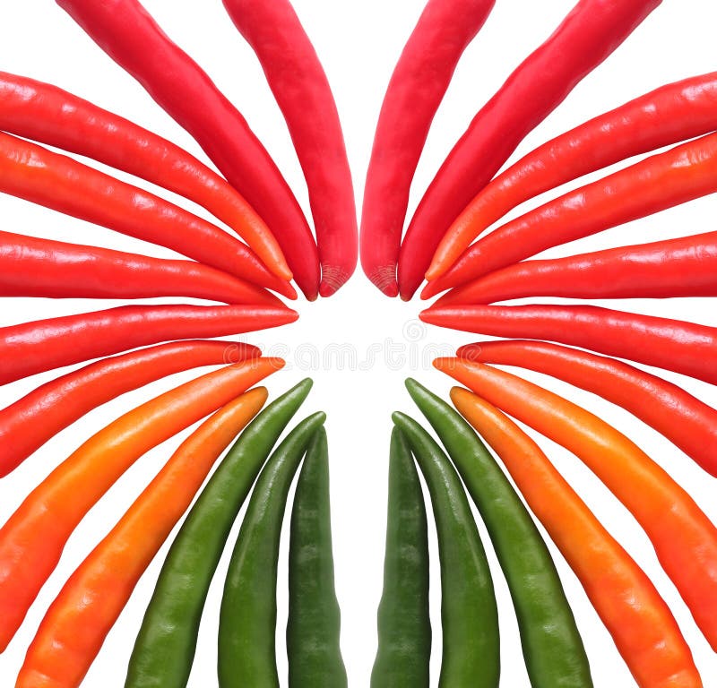 Colorful Chillies As Circle Isolated On White Stock Image - Image of ...