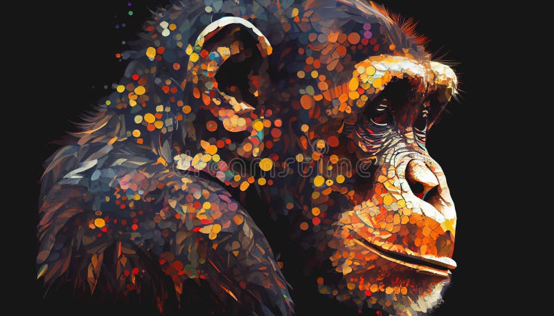 Colorful Chimp Monkey Art Wallpaper Stock Illustration - Illustration ...