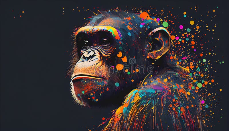 Colorful Chimp Monkey Art Wallpaper Stock Illustration - Illustration ...