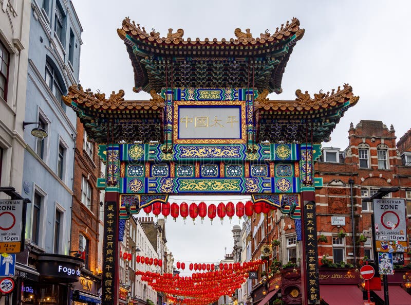 Colorful Chinatown Gate in London, UK Editorial Image - Image of ...