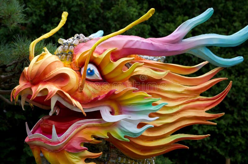Colorful Chinese Dragon Head Stock Image - Image of power, asian: 287633079