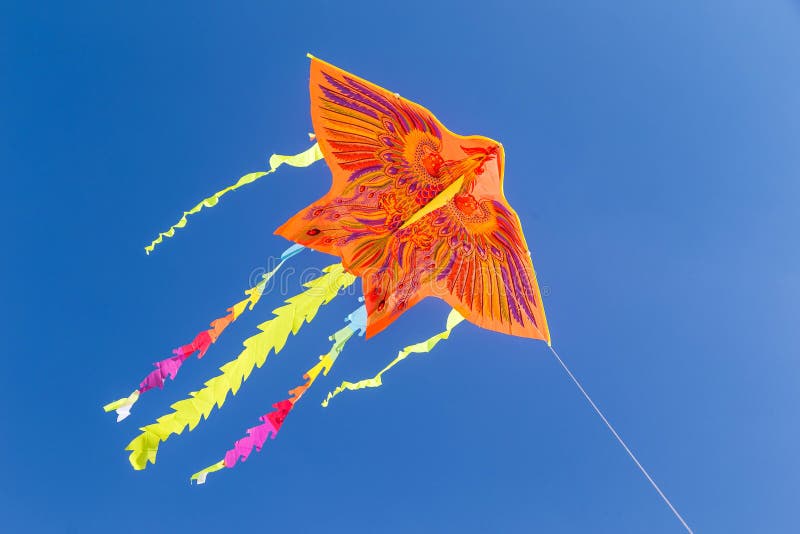 Colorful Chinese Kite Flying in the Blue Sky Stock Photo - Image of ...