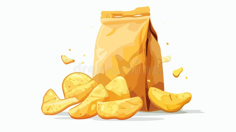 Colorful Chips Packaging Cartoon Vector Illustration for Creative ...