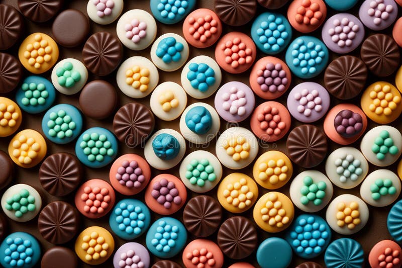 Colorful Chocolate Candies are Arranged in Pattern. Generative AI Stock ...