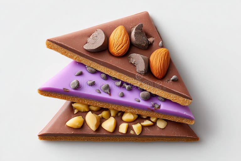 Colorful Chocolate Triangles Stacked with Crunchy Toppings Include ...