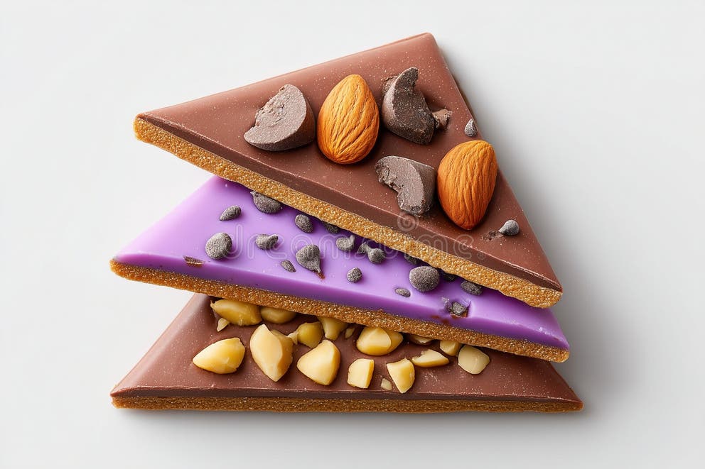 Colorful Chocolate Triangles Stacked with Crunchy Toppings Include ...