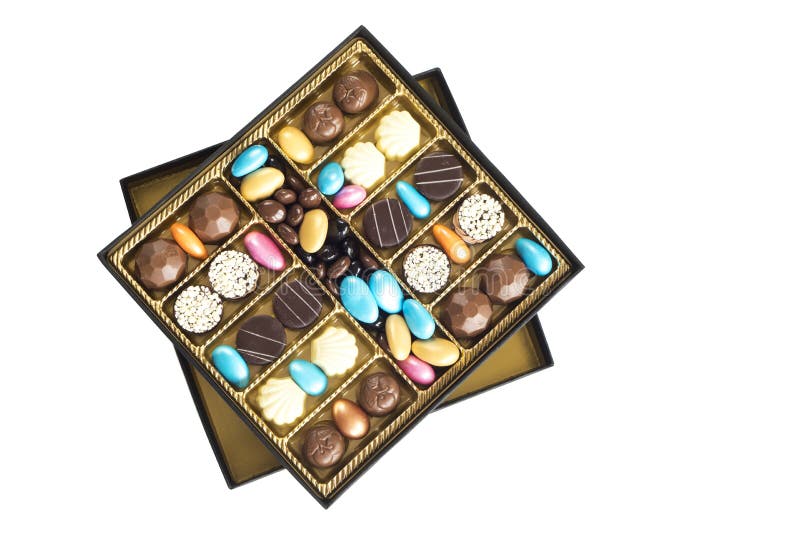 Colorful chocolates in box stock photo. Image of newyear - 85601590