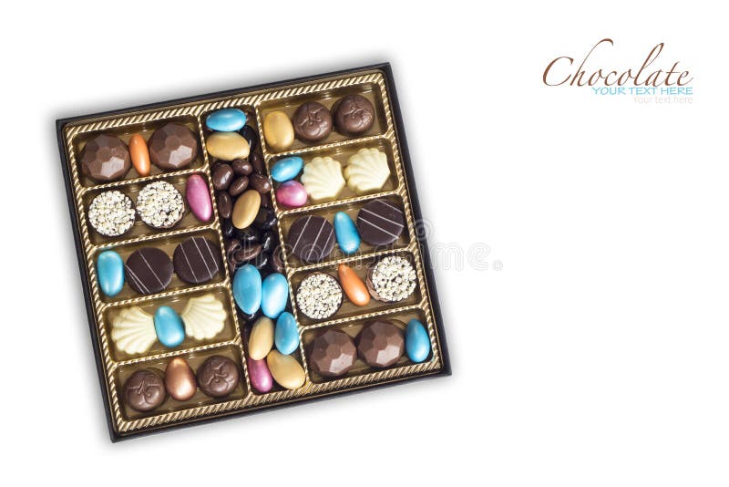 Colorful chocolates in box stock photo. Image of chocolate - 85601610