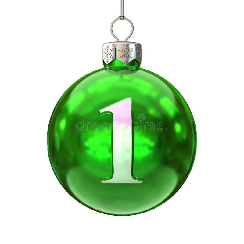 Colorful Christmas Ball Font Number 1 Stock Illustration - Illustration ...