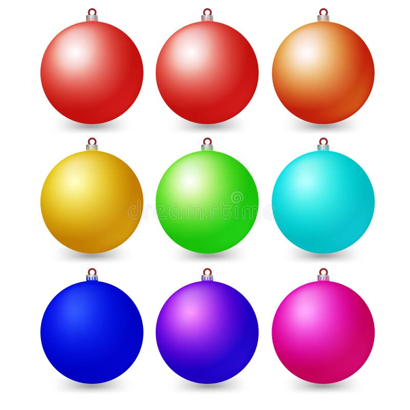 Colorful Christmas Balls. Set of Isolated Decorations Stock Vector ...