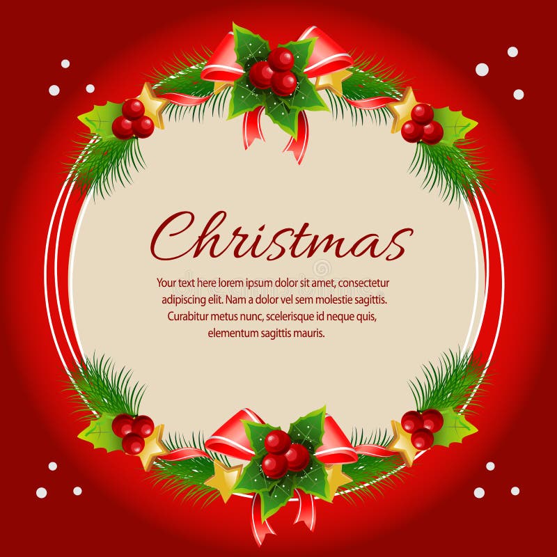 Colorful Christmas Card with Ribbon Ornate Stock Vector - Illustration ...