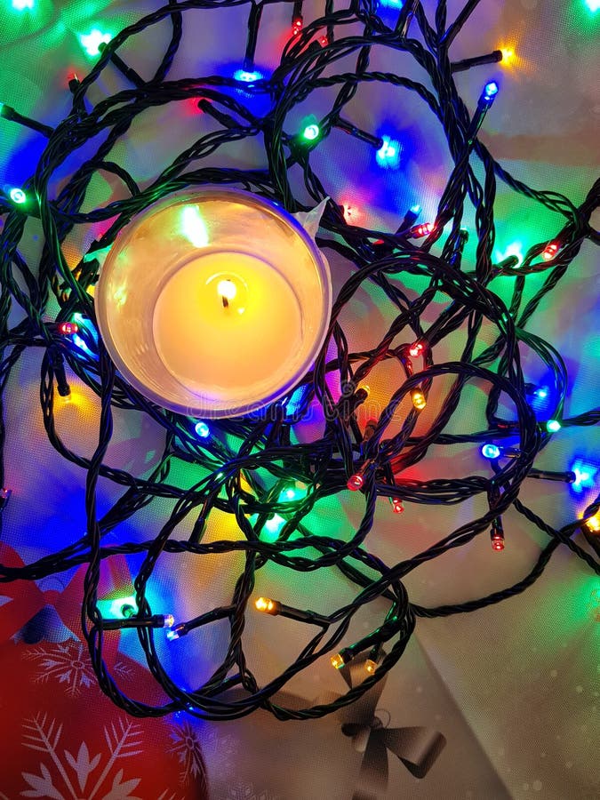 Colorful Christmas lights stock photo. Image of closeup - 136593716