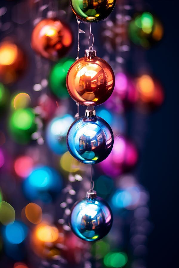 Colorful Christmas Ornaments Hanging from a String Stock Illustration ...