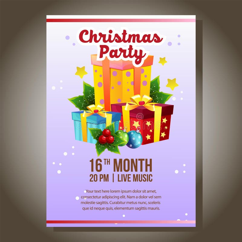 Colorful Christmas Party Invitation Theme with Present Stock Vector ...