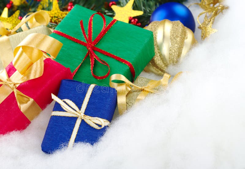 Colorful Christmas Presents Stock Photo - Image of wool, cotton: 16883190