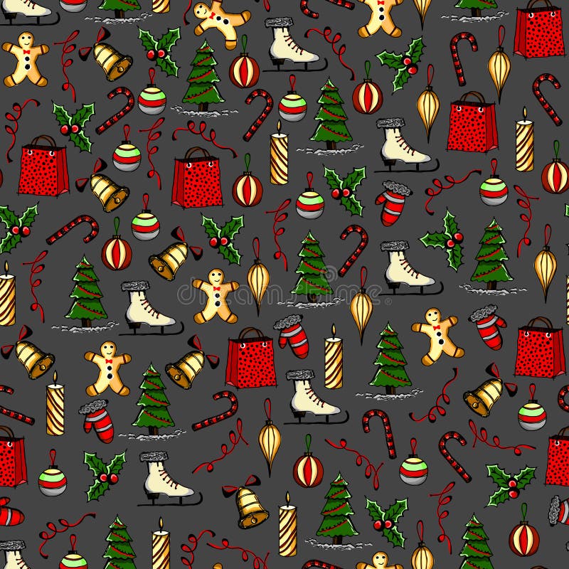 Colorful Christmas Seamless Texture with the Christmas Objects Made in ...