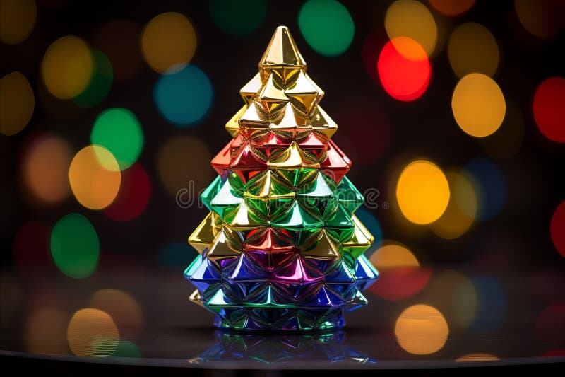 A Colorful Christmas Tree Made Out of Colored Triangles Stock ...