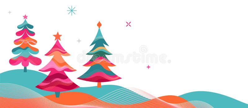 Colorful Christmas Trees Background and Packaging Design Stock Vector ...