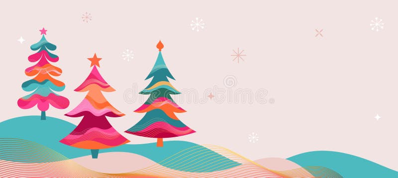 Colorful Christmas Trees Background and Packaging Design Stock Vector ...