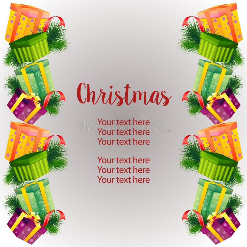 Colorful Christmas Vertical Border Template Present Box Stock Vector ...