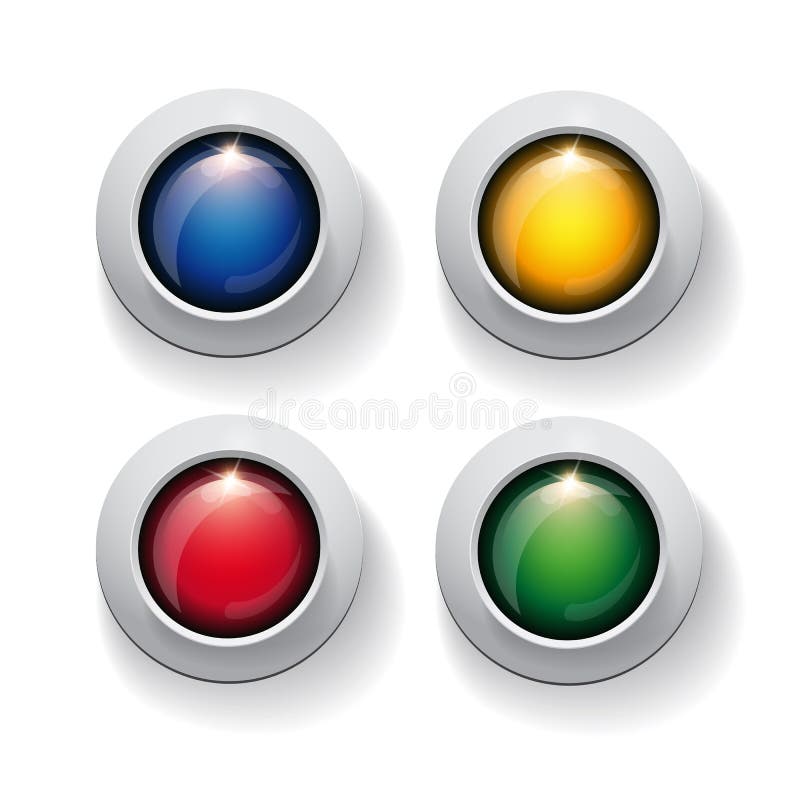 Colorful Circle Button Set on White Stock Vector - Illustration of ...