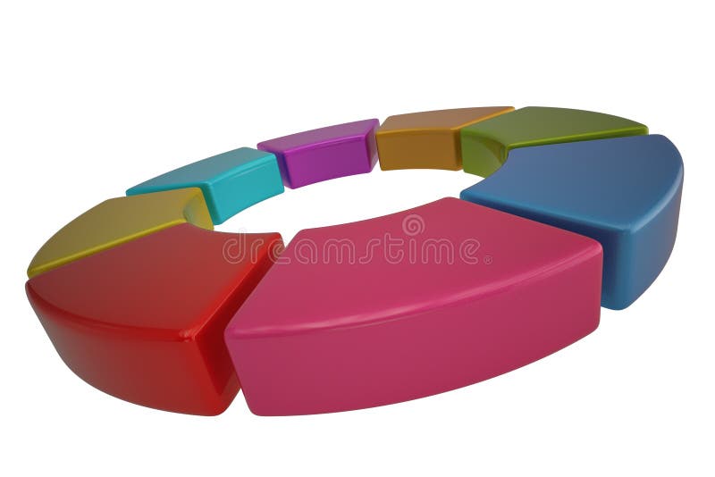 Colorful Circle Chart on White Background. 3D Illustration. Stock ...
