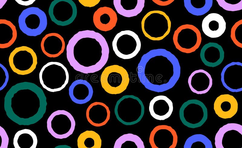 Colorful Circle Doodle Seamless Pattern. Seamless Hand Drawn Pattern ...