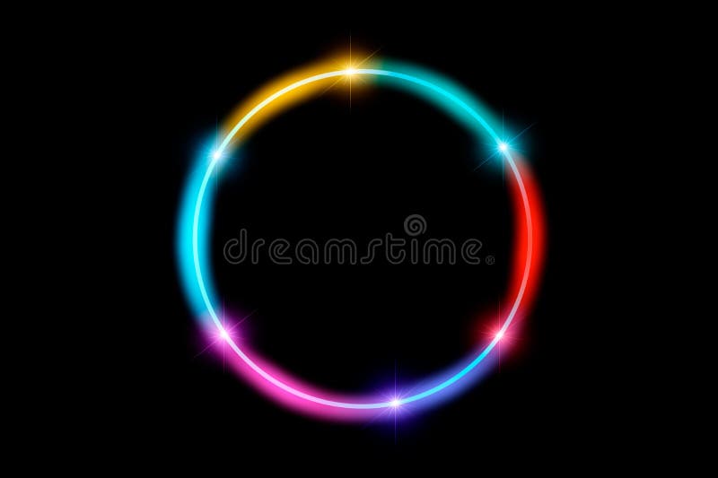 Colorful Circle Frame Circle Light Frame on Black Background Stock ...