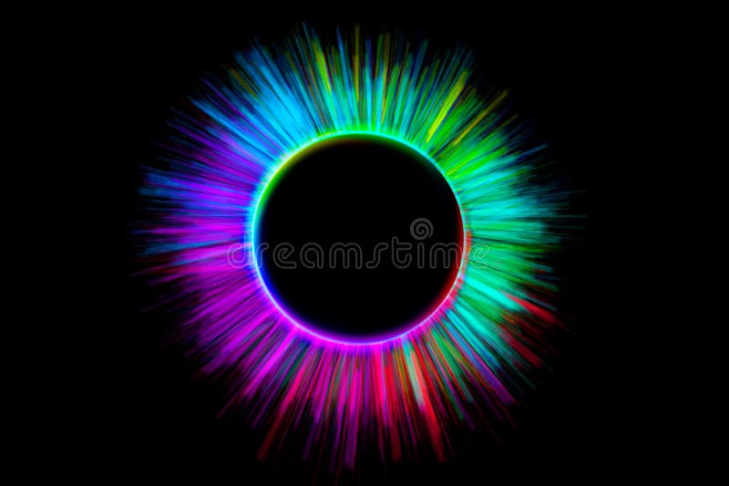 Colorful Circle Frame Circle Light Frame on Black Background Stock ...