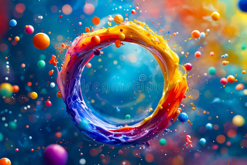 A Colorful Circle of Paint Splashing Out of the Water. Generative AI ...