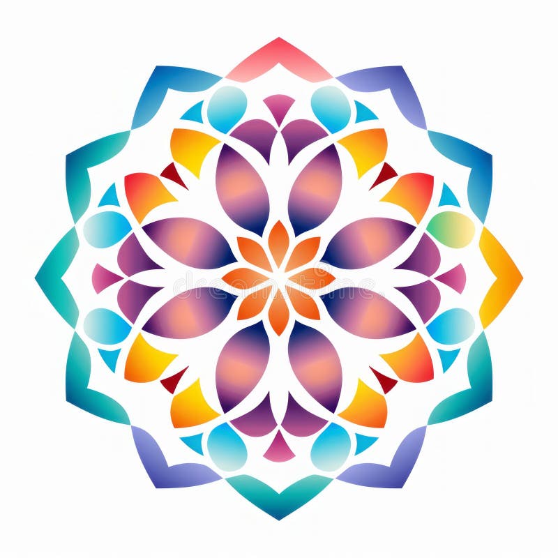 Colorful Circle Pattern on White Background with Religious Symbolism ...