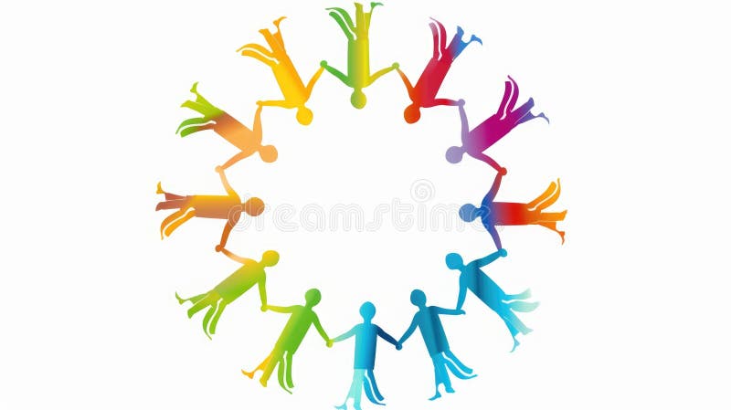Colorful Circle of People Holding Hands AIG535 Stock Photo - Image of ...