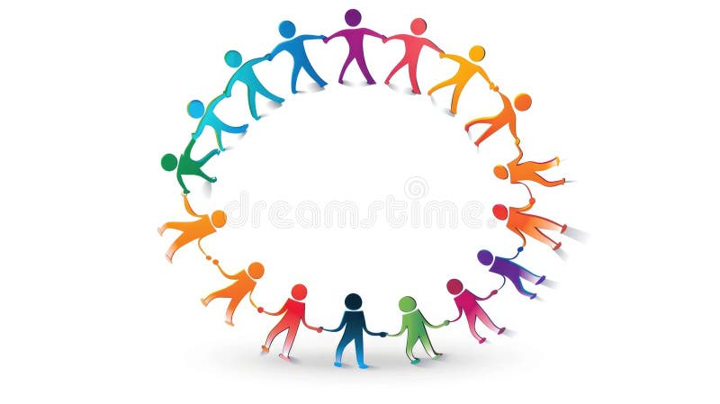 Colorful Circle of People Holding Hands AIG535 Stock Image - Image of ...