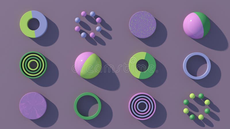 Colorful Circle Shapes. Abstract Illustration, 3d Render Stock ...