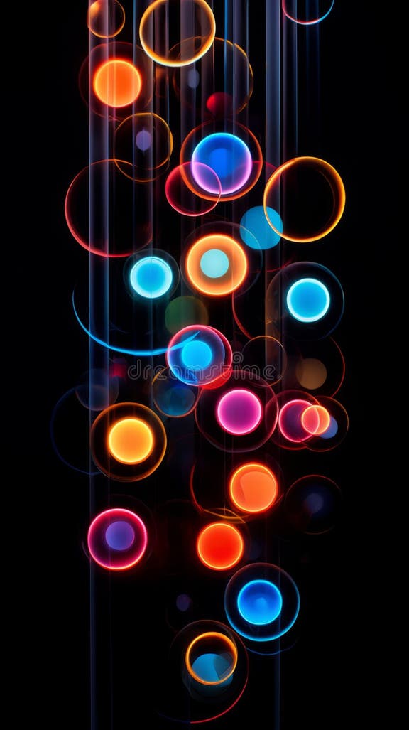 Colorful Circles and Lines on a Black Background Stock Image - Image of ...
