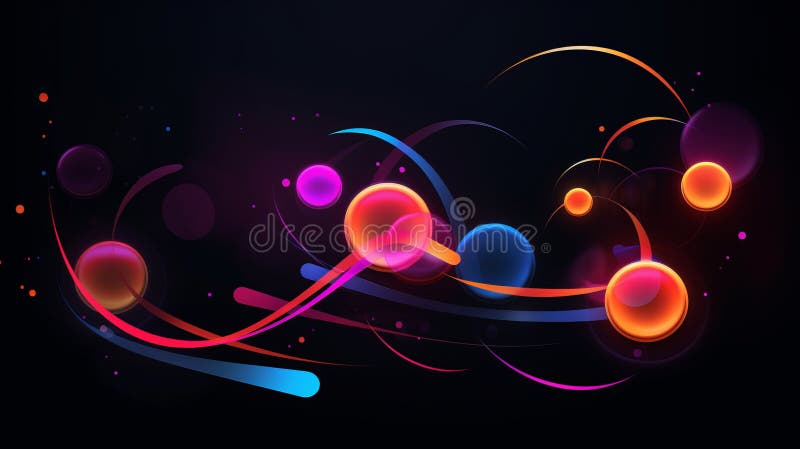 Colorful Circles and Lines on a Dark Background Stock Image - Image of ...