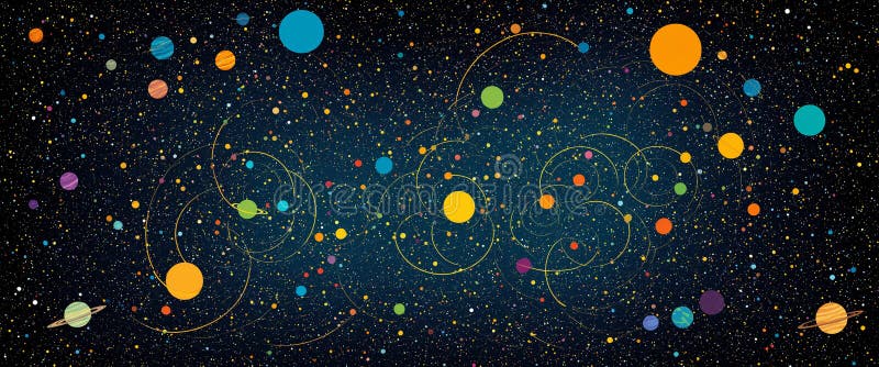 Colorful Circles Lines Space Pattern, Abstract Galaxy Design, Cosmic ...